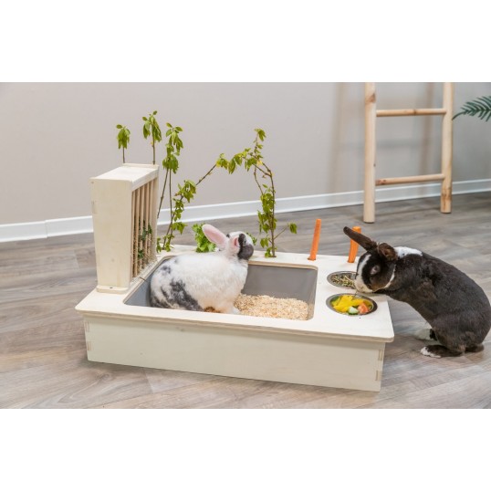 Foderstation til mad, vand, hø og grønt.