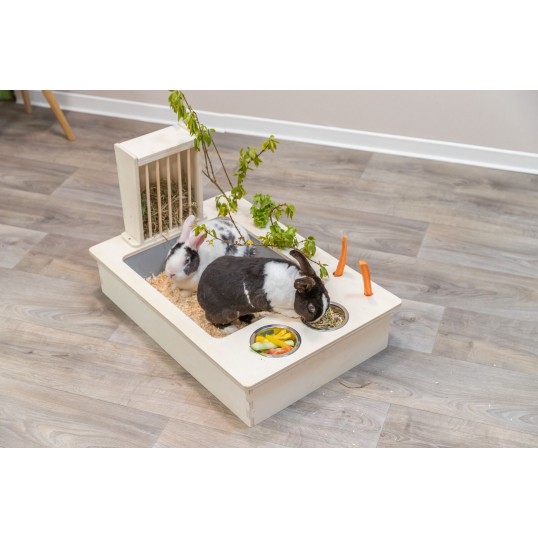 Foderstation til mad, vand, hø og grønt.